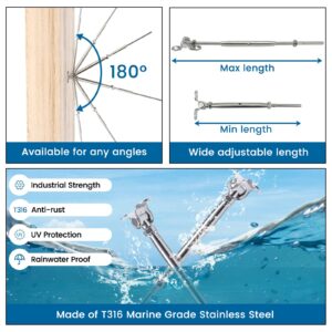 Muzata 16Pairs Cable Railing Kit 1/8" Swage Toggle Turnbuckle Hardware T316 Stainless Steel for Wood Post WoodEasy System Angle 180° Adjustable Stairs Deck 16 Cable Lines CK07 NN1,CA4 CA5