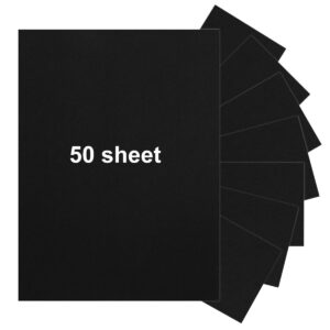 50 pieces 8.5" x 11" black cardstock, heavyweight cardstock sheets blank invitation paper greeting cards printable, 74lb cover 200 gsm