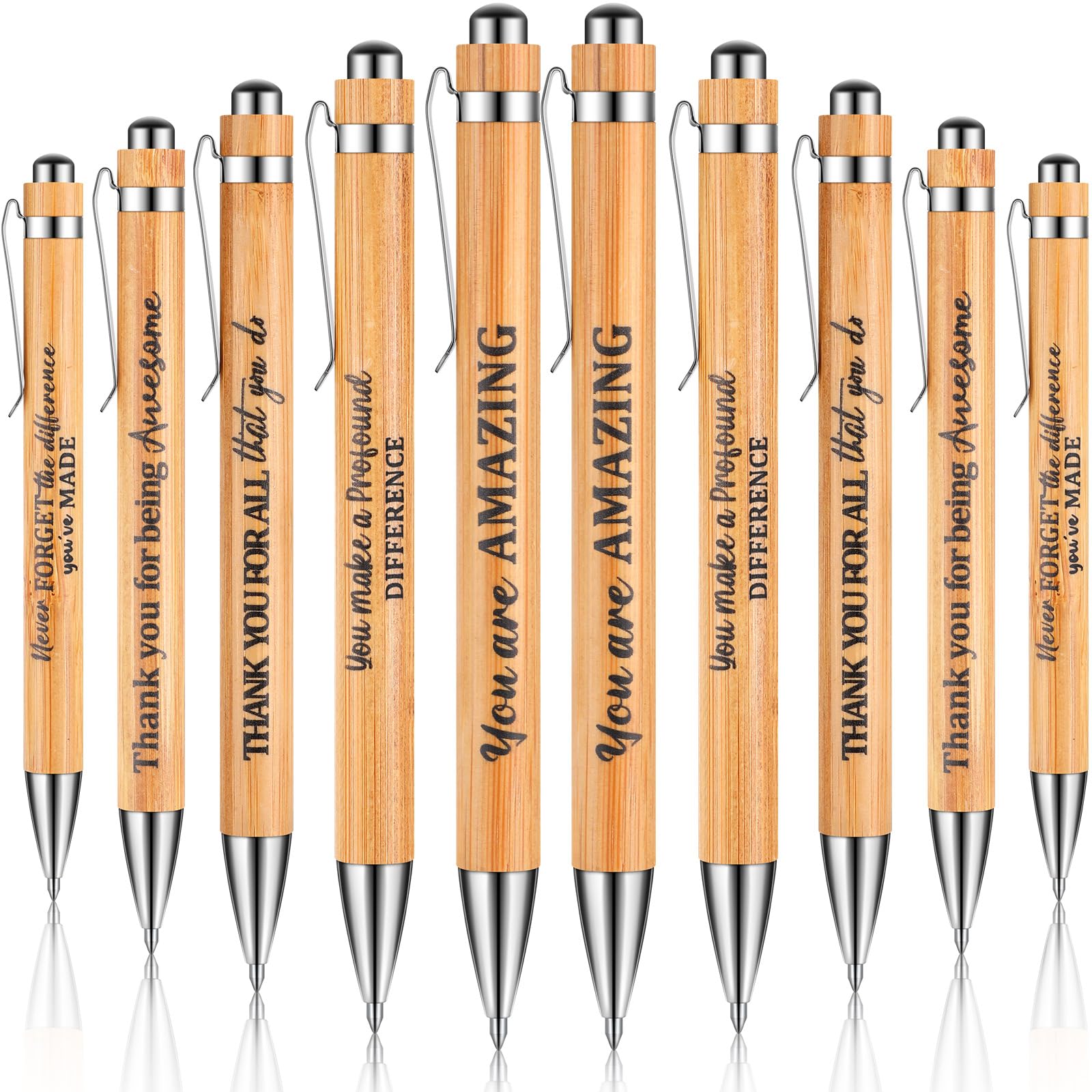 10 Pcs Bible Quotes Pens Inspirational Wooden Ballpoint Retractable Pen for Motivational Bamboo Pen Black Ink Religious Gift for Church Christian Evangelist Pastor and Prophetess(Inspirational Style)