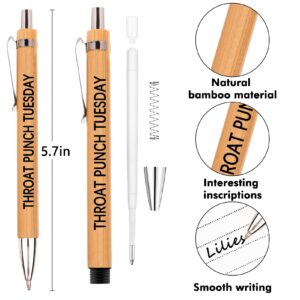 Lestp 7Pcs Funny Work Pens for Adults Funny Sarcastic Gifts Funny Bamboo Pens Swear Word Daily Pen Set Seven Days of The Week Pens The Office Gifts for Women Men Coworkers Funny Desk Accessories