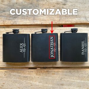 Klin Living Personalized Flask for Men, Custom Flask, Personalized Flask, Groomsmen Flask, Flasks for Liquor for Men, Engraved Flask for Men, Whiskey Flask, 6 oz Flasks with Mini Funnel (3)