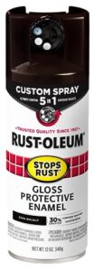 rust-oleum 376890 stops rust custom spray 5-in-1 spray paint, 12 oz, gloss dark walnut