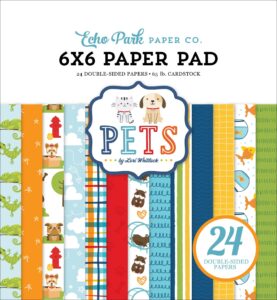 echo park paper company echo park double-sided paper pad 6"x6" 24/pkg-pets, multicolor