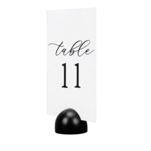 Hanna Roberts Modern Cursive Table Number Card Stock Signs with Round Stand for Wedding Reception, Restaurant, Event Party, 4" x 6" (Set of 10, 11-20, Black)