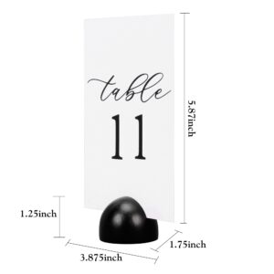 Hanna Roberts Modern Cursive Table Number Card Stock Signs with Round Stand for Wedding Reception, Restaurant, Event Party, 4" x 6" (Set of 10, 11-20, Black)