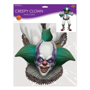 Beistle Cardstock Paper Jointed Creepy Clown Halloween Decorations For Home, Office, or Haunted House Party Supplies