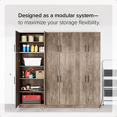 Prepac Elite Functional Wall Mount Shop Cabinet with Adjustable Shelf, Simplistic Stackable 2-Door Garage Cabinet 16" D x 32" W x 24" H, Drifted Gray, DEW-3224