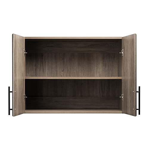 Prepac Elite Functional Wall Mount Shop Cabinet with Adjustable Shelf, Simplistic Stackable 2-Door Garage Cabinet 16" D x 32" W x 24" H, Drifted Gray, DEW-3224