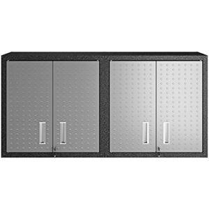 pemberly row space saving metal 2 piece garage storage set with 2 door floating cabinets in grey