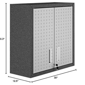 Pemberly Row Space Saving Metal 2 Piece Garage Storage Set with 2 Door Floating Cabinets in Grey