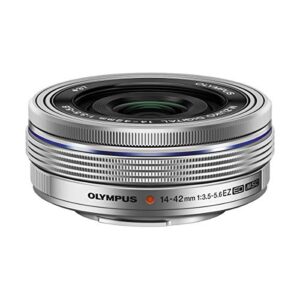 om system olympus m.zuiko digital 14-42mm f3.5-5.6 ez silver for micro four thirds system camera, compact 3x zoom lens