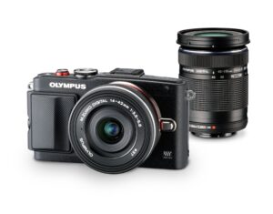 olympus mirrorless slr e-pl6 with ed 14-42mm f/3.5-5.6 ez and ed 40-150mm f/4.0-5.6 lens kit (black) - international version