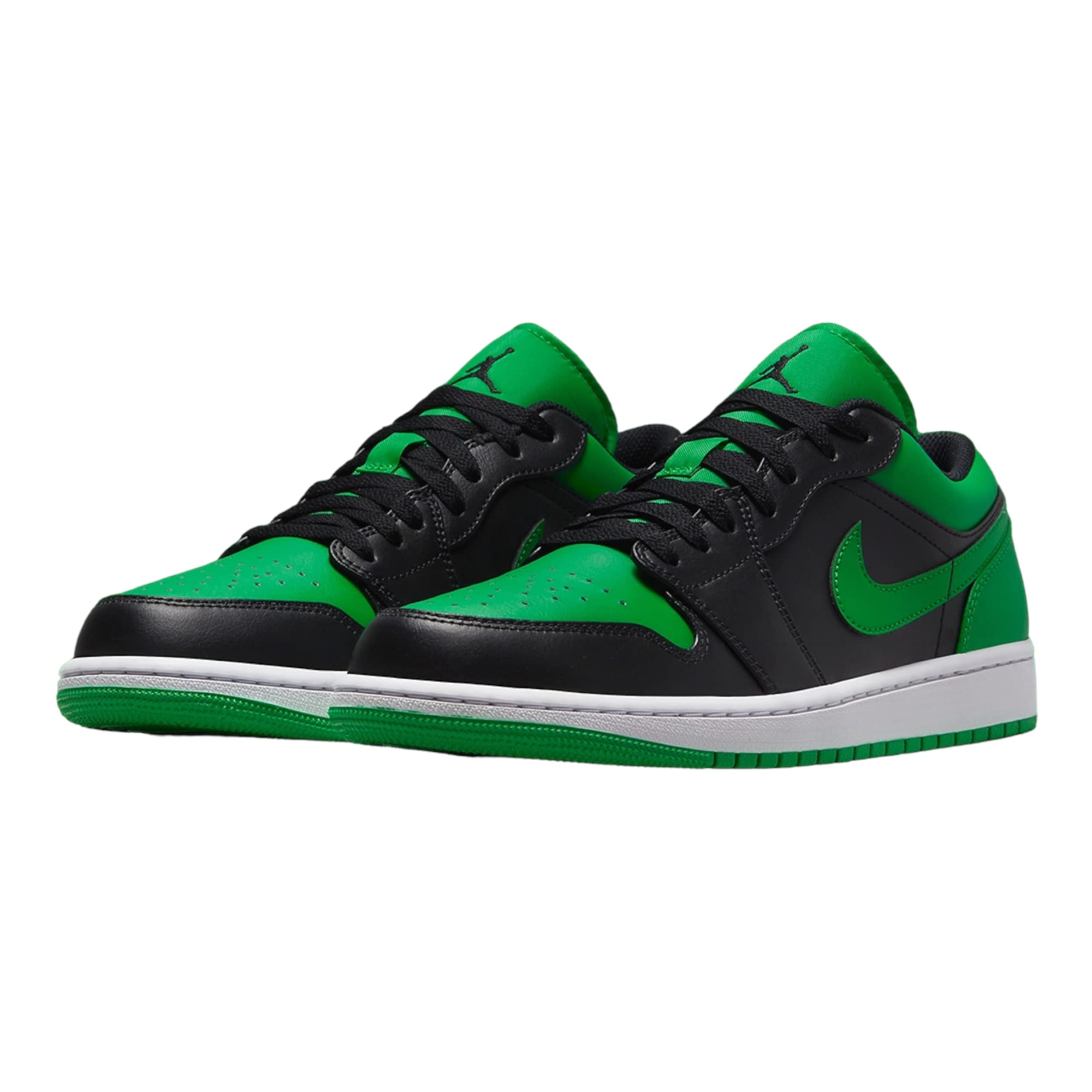 Nike Air Jordan 1 Low Men's Shoes Black/Black-Lucky Green-White 553558-065 - Size 8