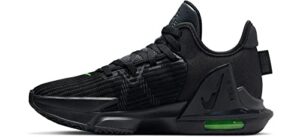 nike lebron witness vi mens basketball trainers cz4052 sneakers shoes, black/black-anthracite-volt, 12 m us