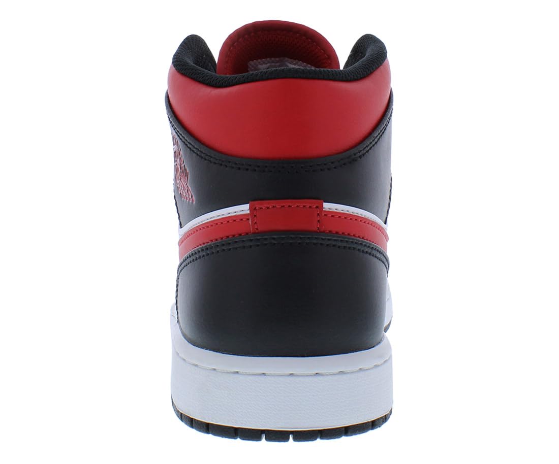 Nike Men's Air Jordan 1 Mid Shoes, White/Black-red, 11.5