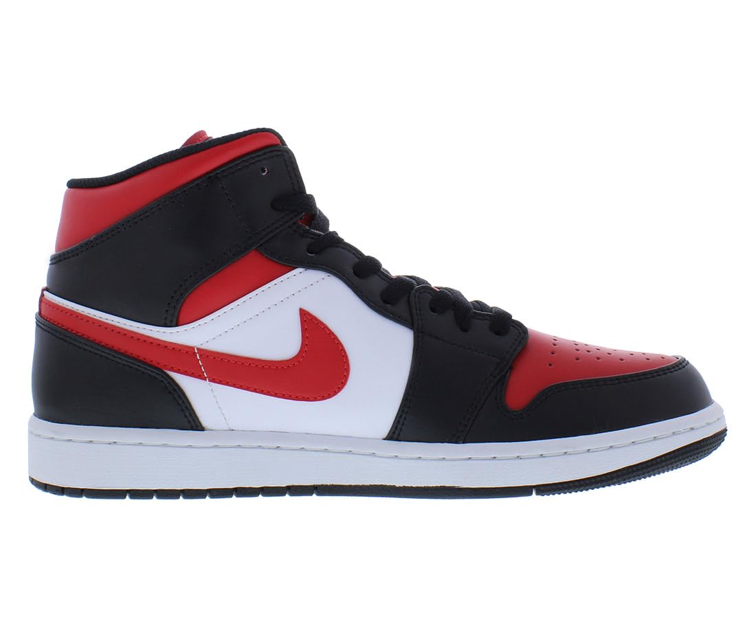 Nike Men's Air Jordan 1 Mid Shoes, White/Black-red, 11.5