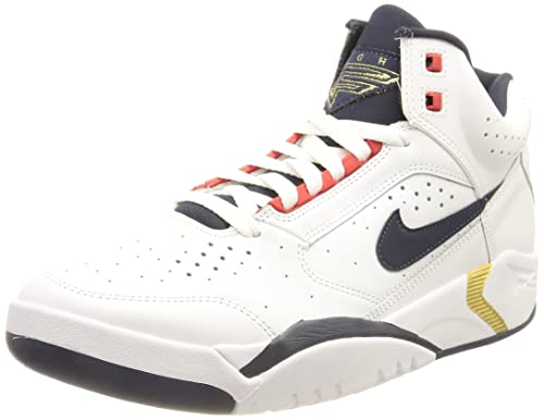 Nike Men's Air Flight Lite shoe, White/Navy/Red/Gold, 9.5