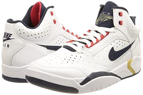 Nike Men's Air Flight Lite shoe, White/Navy/Red/Gold, 9.5