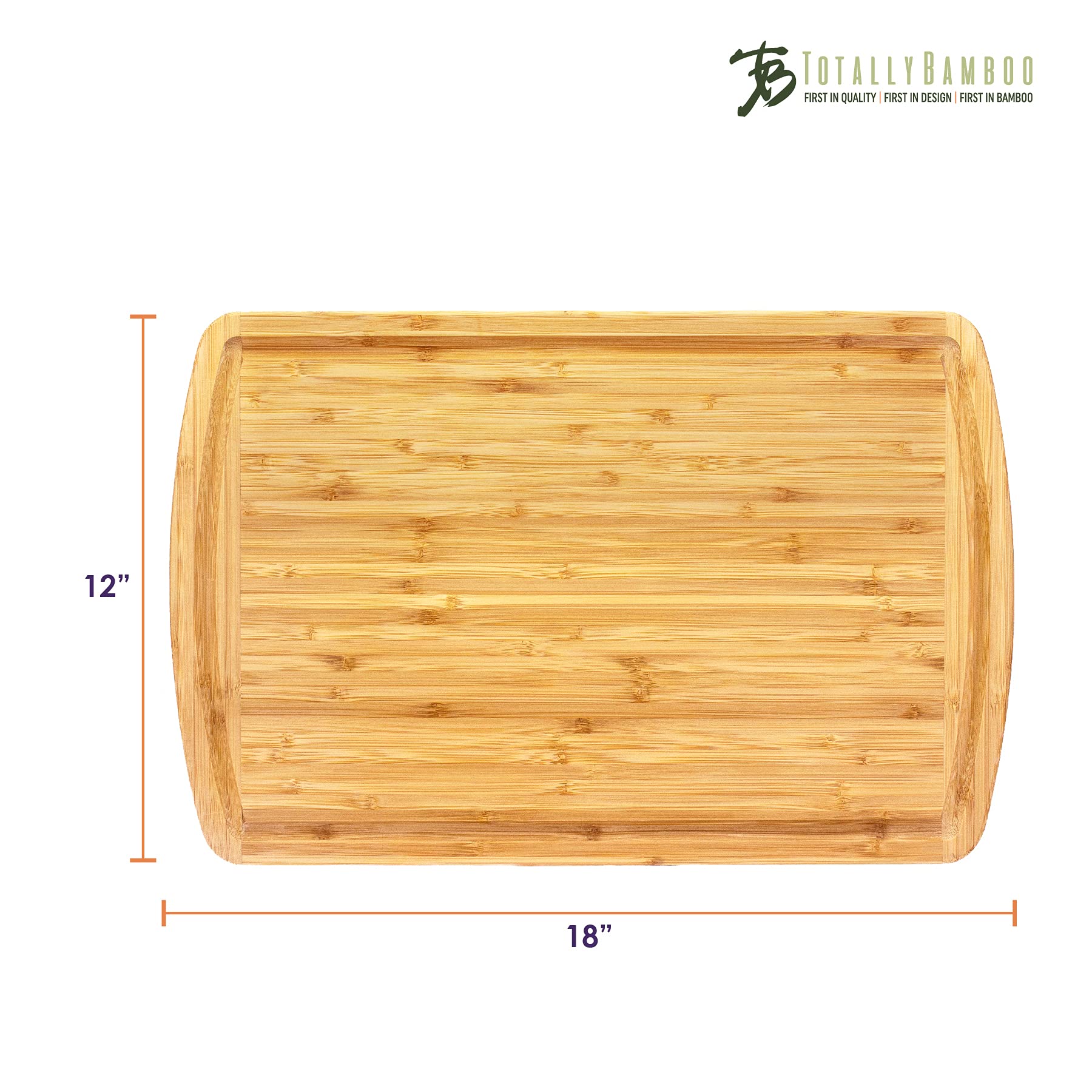 Totally Bamboo Malibu Bamboo Cutting Board with Juice Groove, 18" x 12", Natural