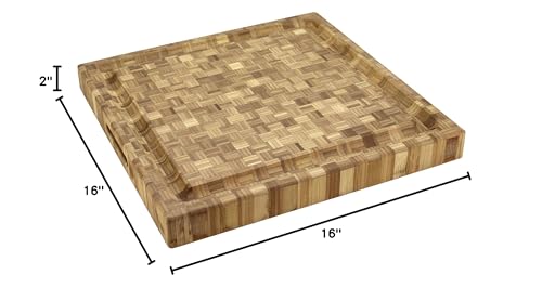 Totally Bamboo Pro Board Bamboo Carving and Cutting Board, 16" x 16" x 2"