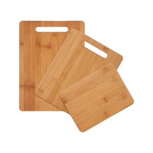 farberware 3-piece wood cutting board set, reversible chopping boards for meal prep and serving, charcuterie boards, wooden cutting boards with built-in handles, set of 3 assorted sizes, bamboo