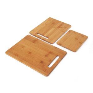 Farberware 3-Piece Wood Cutting Board Set, Reversible Chopping Boards for Meal Prep and Serving, Charcuterie Boards, Wooden Cutting Boards with Built-in Handles, Set of 3 Assorted Sizes, Bamboo