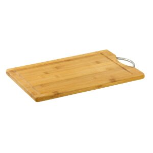 home basics cb44252 bamboo cutting board with handle, medium, natural