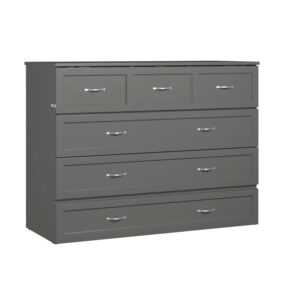 afi deerfield murphy bed chest full w/charger grey