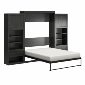 signature sleep queen wall bed cabinet bundle in black oak