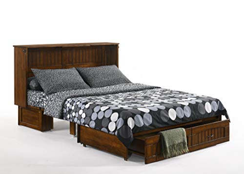 IQ FURNITURE Alpine Queen Murphy Cabinet Bed, Heritage Brown