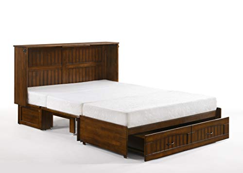 IQ FURNITURE Alpine Queen Murphy Cabinet Bed, Heritage Brown