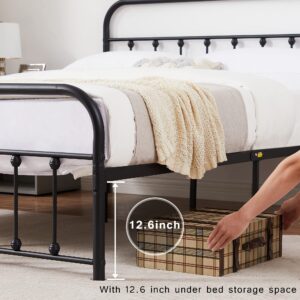 VECELO Metal Platform Bed Frame, Mattress Foundation with Headboard & Footboard,No Box Spring Needed,Queen Size