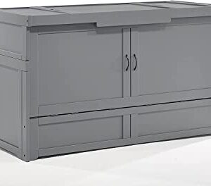 Night & Day Furniture Fully Assembled Night and Day Cube Cabinet Murphy Chest Bed (Queen, Gray), Grey