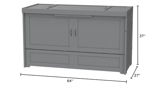 Night & Day Furniture Fully Assembled Night and Day Cube Cabinet Murphy Chest Bed (Queen, Gray), Grey