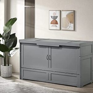 Night & Day Furniture Fully Assembled Night and Day Cube Cabinet Murphy Chest Bed (Queen, Gray), Grey