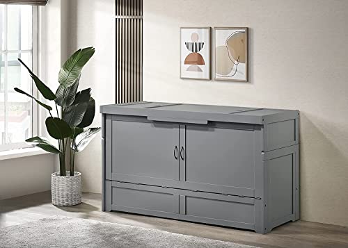 Night & Day Furniture Fully Assembled Night and Day Cube Cabinet Murphy Chest Bed (Queen, Gray), Grey