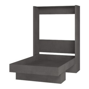 oakland living easy-lift queen murphy wall bed in dark grey with shelf