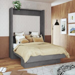 Oakland Living Easy-Lift Queen Murphy Wall Bed in Dark Grey with Shelf