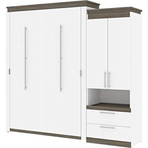 atlin designs 95" queen murphy bed with storage cabinet in white