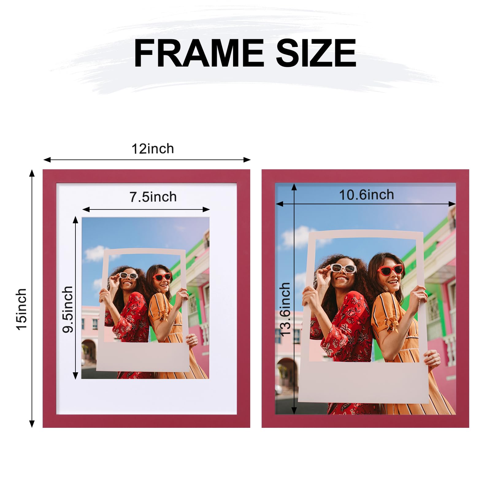 Vittanly 11x14 Picture Frame, Engineered Wood with Shatter Resistant Plexiglass, Display Pictures 8x10 with Mat or 11x14 without Mat, Poster Frame for Wall or Table Top Display, Red, 1 Pack