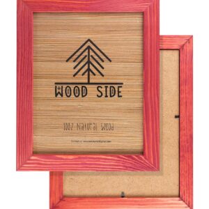 Rustic Wooden Picture Frames 8x10 - Red - Set of 2-100% Natural Eco Solid Wood and High Definition Real Glass for Wall Hanging Photo Frame