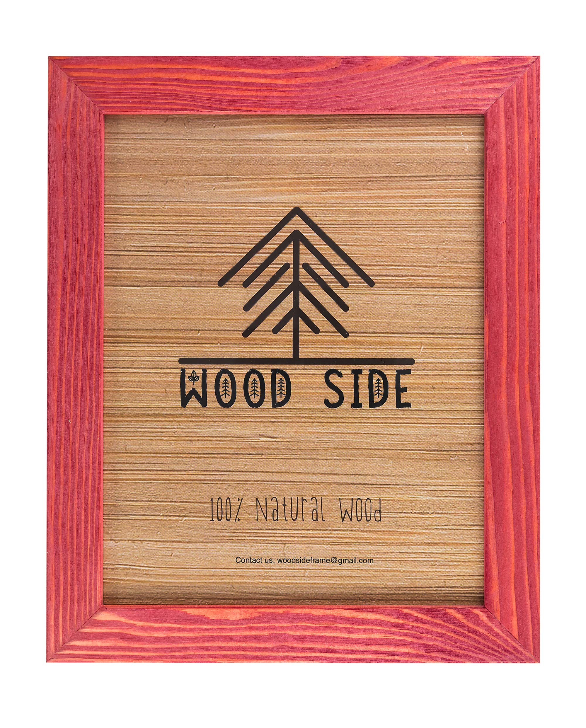 Rustic Wooden Picture Frames 8x10 - Red - Set of 2-100% Natural Eco Solid Wood and High Definition Real Glass for Wall Hanging Photo Frame