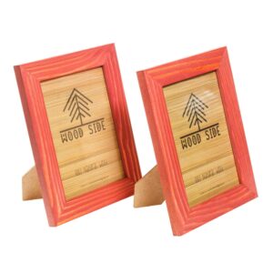 Rustic Wooden Picture Frames 8x10 - Red - Set of 2-100% Natural Eco Solid Wood and High Definition Real Glass for Wall Hanging Photo Frame