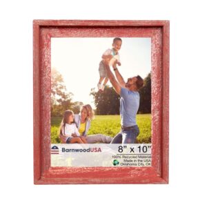 barnwoodusa | farmhouse style rustic 8x10 picture frame | signature molding | 100% reclaimed wood | rustic | red