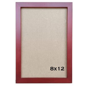 zxt-parts 8x12 picture frame red. solid wood, 2 acrylic panels (not glass), 1 piece of copper paper (black and white), can display works of art, photos, etc. wall hanging.1 pack.