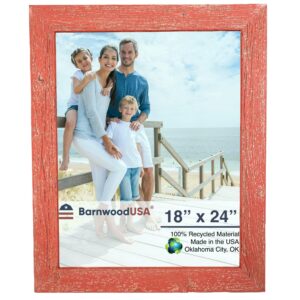 barnwoodusa | farmhouse 18x24 picture frame | 1 1/2 inch molding | 100% reclaimed wood | rustic | rustic red