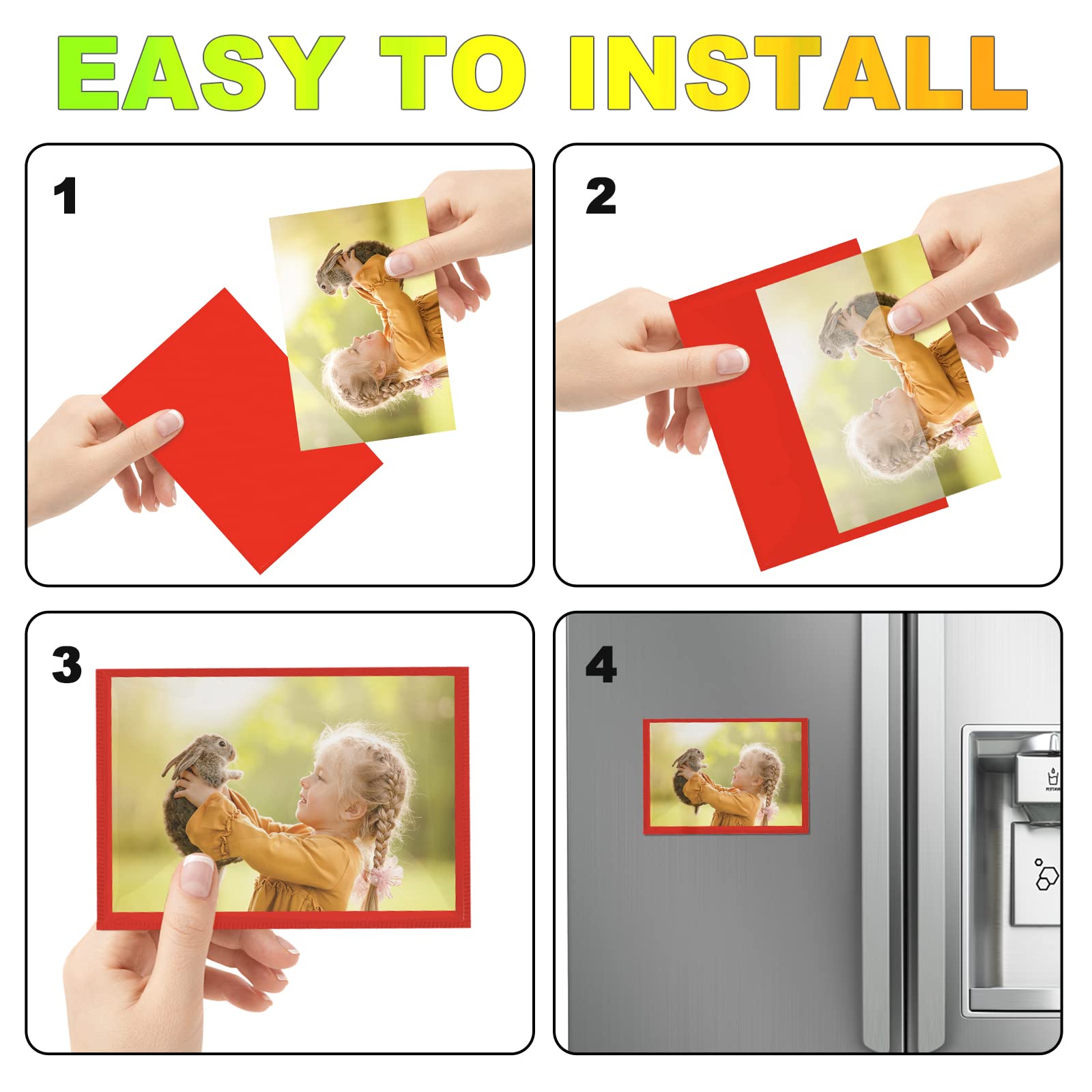 CHUNNIAO Red Magnetic Picture Frame 4X6 for Refrigerator 10 Pack,Photo Magnets Sleeves