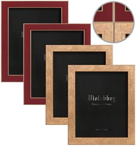 violabbey 8x10 picture frames set of 4, colorful photo frame of modern style, high definition tempered real glass, wall mounted or tabletop display (gold+red)