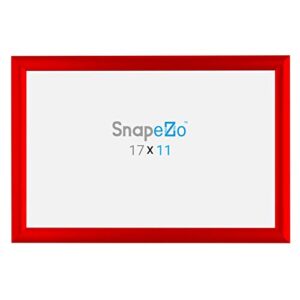 SnapeZo Notice Frame 11x17 Inches, Red 1 Inch Aluminum Profile, Front-Loading Snap Frame, Wall Mounting, Sleek Series