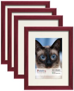 violabbey 6x8 picture frame red, photo frame set of 4, display 4x6 photo with mat and 6x8 without mat, wall or tabletop, hd real glass